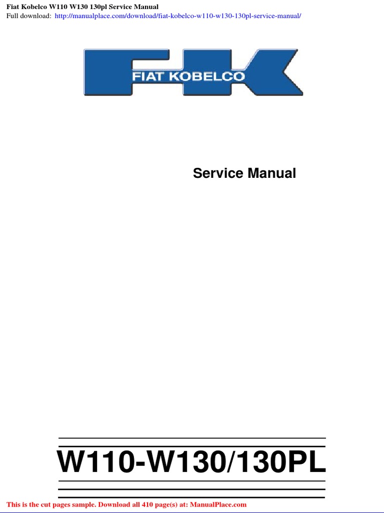 Fiat Kobelco w110 w130 130pl Service Manual | PDF