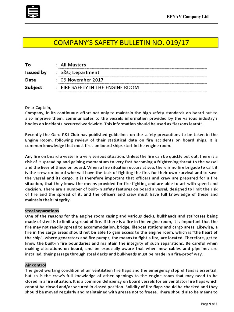 Engine Room Fire Safety Guidelines | PDF | Home & Garden | Technology ...
