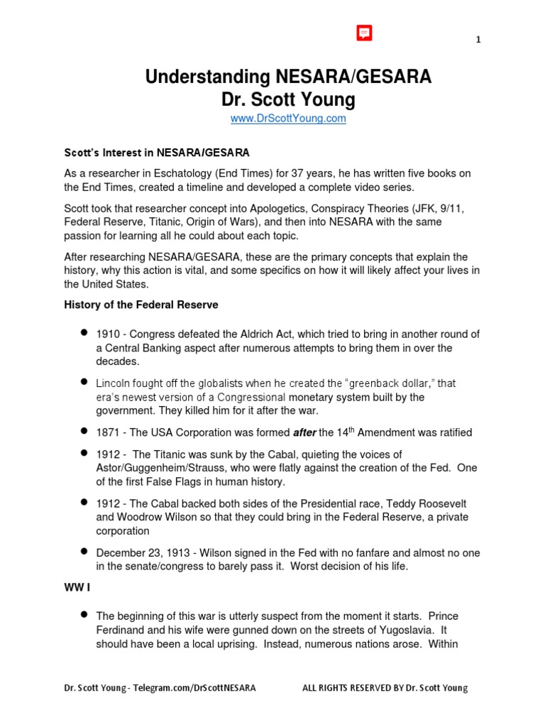 Outline of NESARA GESARA - 2023 | PDF | Federal Reserve | Taxes