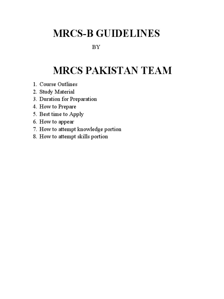 MRCS-B Guidelines | PDF | Cognition
