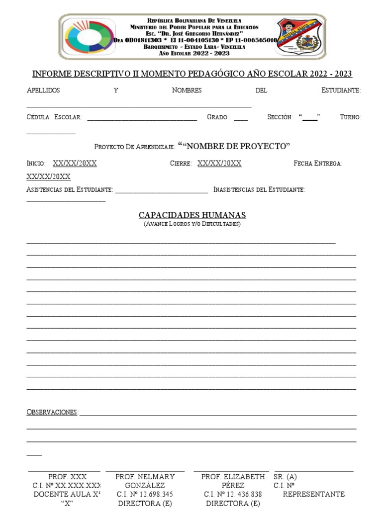 Informe Descriptivo Ii Momento 22-23 JGH | PDF | Pedagogía | Enseñando