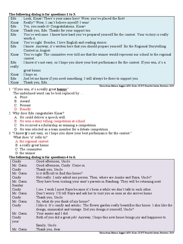 The Following Dialog Is For Questions 1 To 3 | PDF