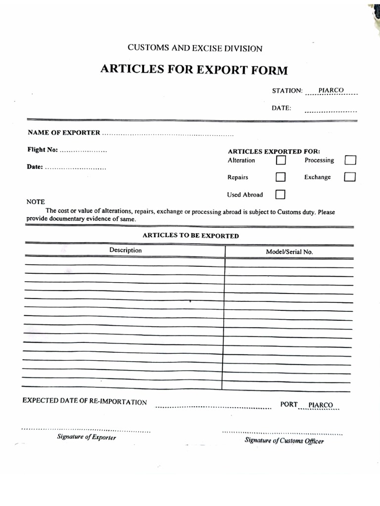 Customs Form | PDF