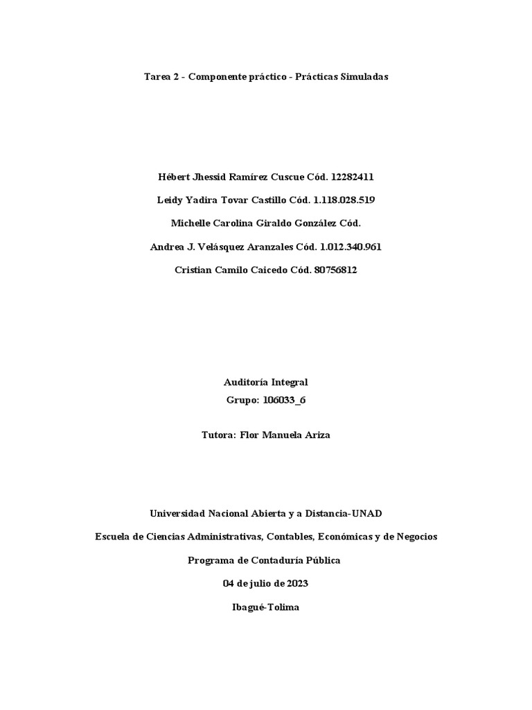 Tarea 2 - Grupo 6 | Descargar gratis PDF | Auditoría | Contralor Tarea 2 - Grupo 6 | Descargar gratis PDF | Auditoría | Contralor