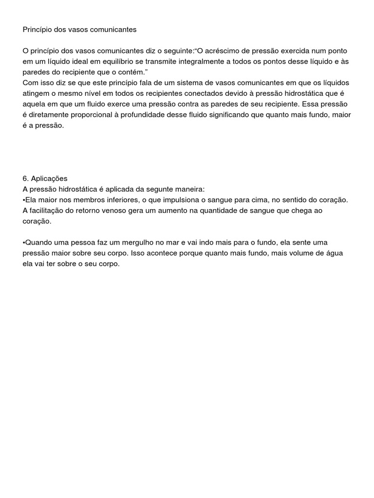 princípio de vasos comunicantes | PDF