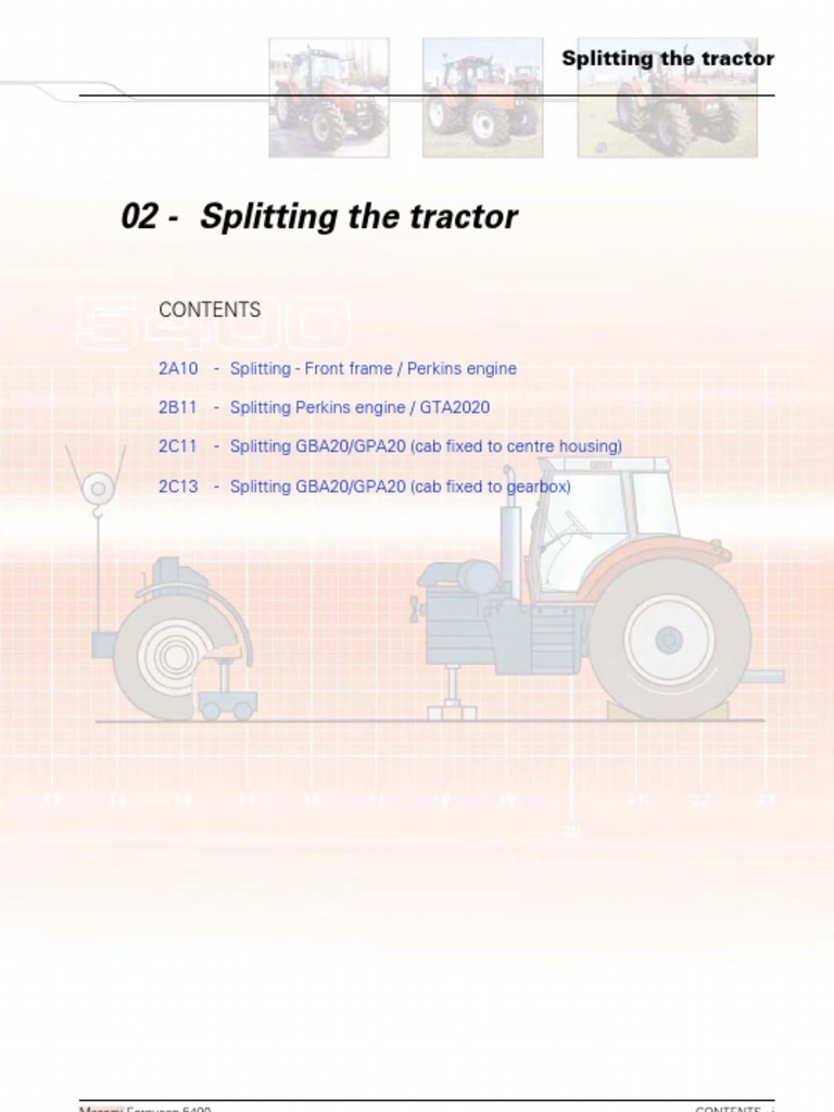 Massey Ferguson Mf5400 Workshop Manual 02 Splitting The Tractor | PDF ...