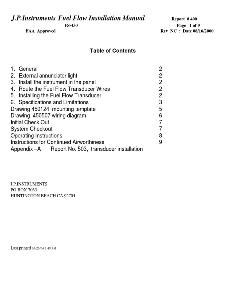 JPI FS450InstallManual | PDF
