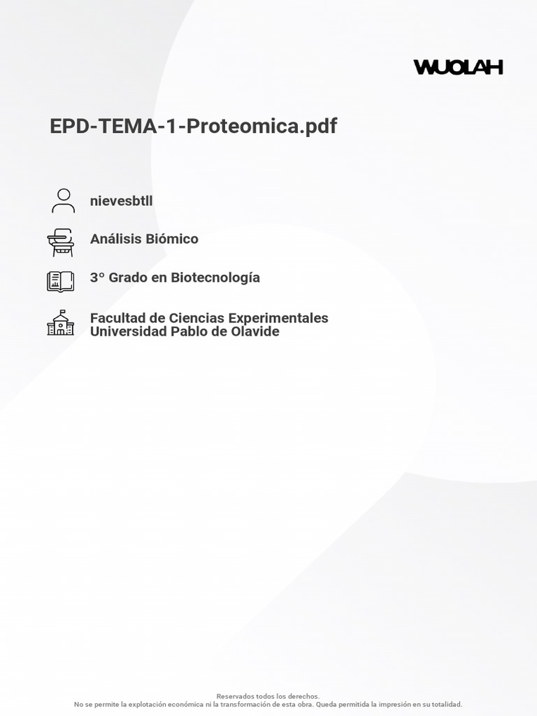 Wuolah Free EPD TEMA 1 Proteomica | PDF | Proteómica | Proteínas