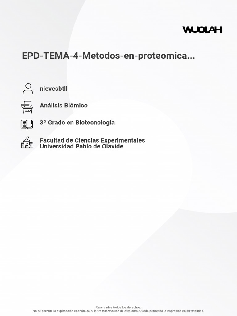 Wuolah Free EPD TEMA 4 Metodos en Proteomica Cuantitativa | PDF | Ciencia y matemáticas