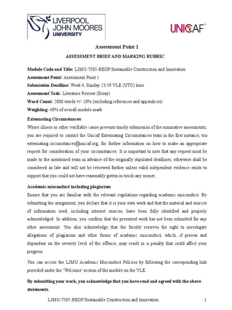 LJMU-7505-BEGP Assessment Point 1 Brief | PDF | Art
