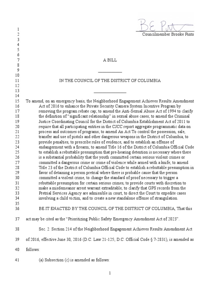 Prioritizing Public Safety Emergency Amendment Act of 2023 | PDF ...