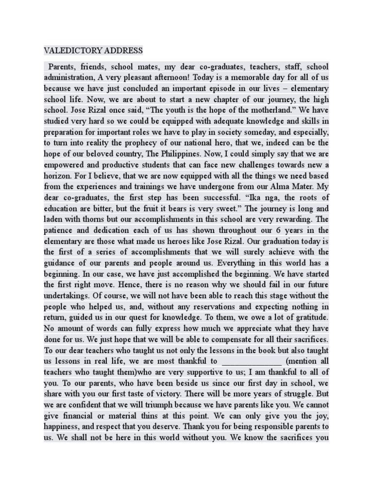 Valedictory Address | PDF