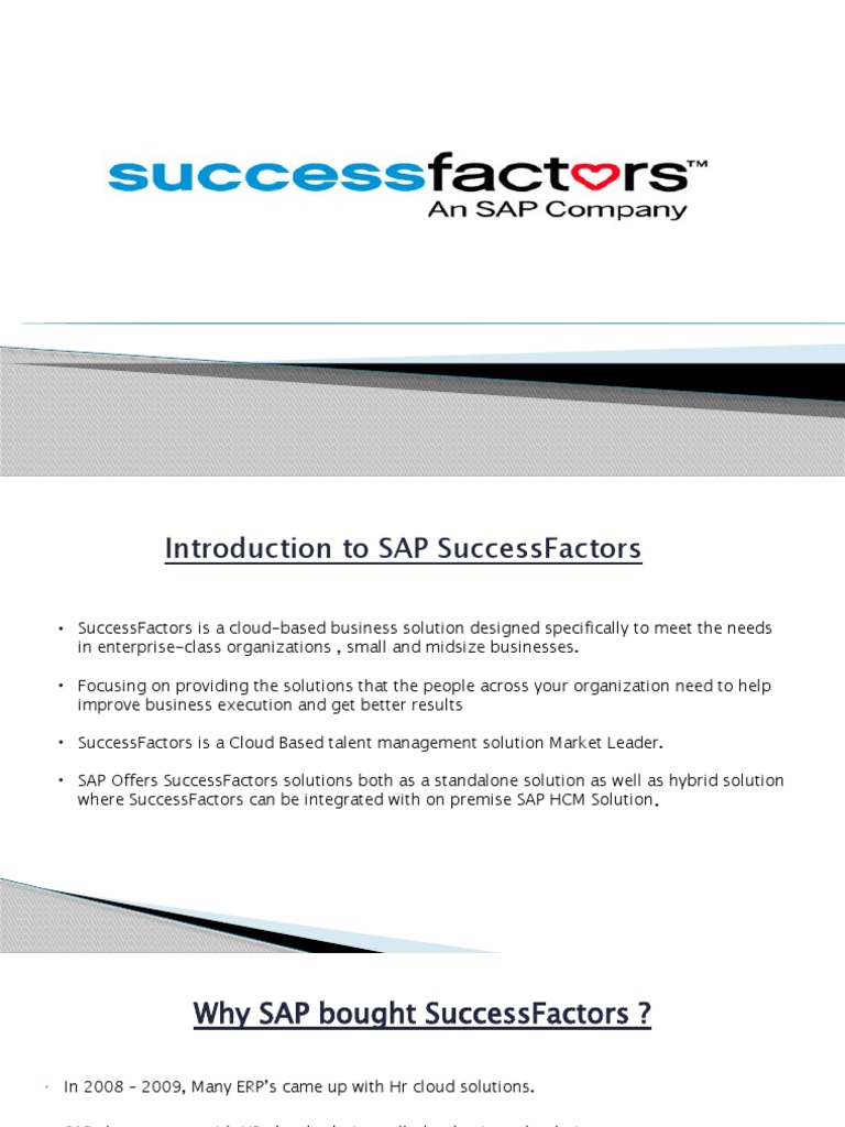 Successfactors Overview Pdf Cloud Computing Software As A Service