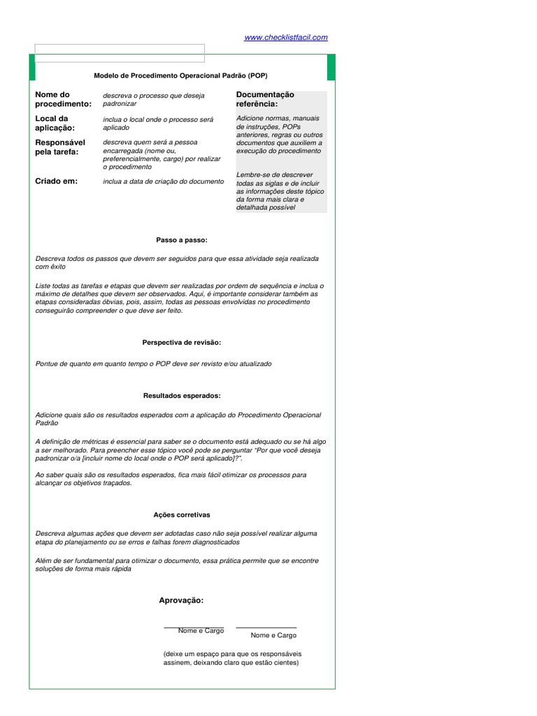 Checklist-Procedimento-Operacional-Padrao POP - 1 | PDF