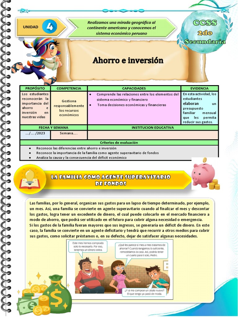 Ficha de Actividad CCSS 2°-Semana 4 | PDF | Inversiones | Ahorro