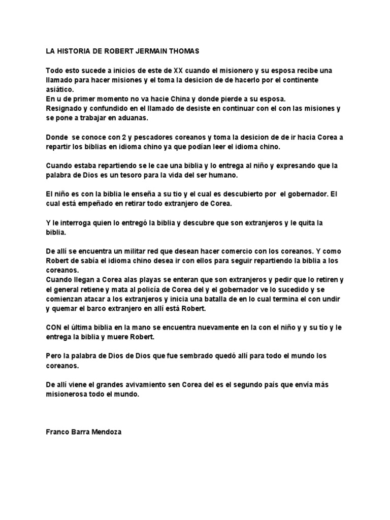La Historia de Robert Jermain Thomas | PDF La Historia de Robert Jermain Thomas | PDF