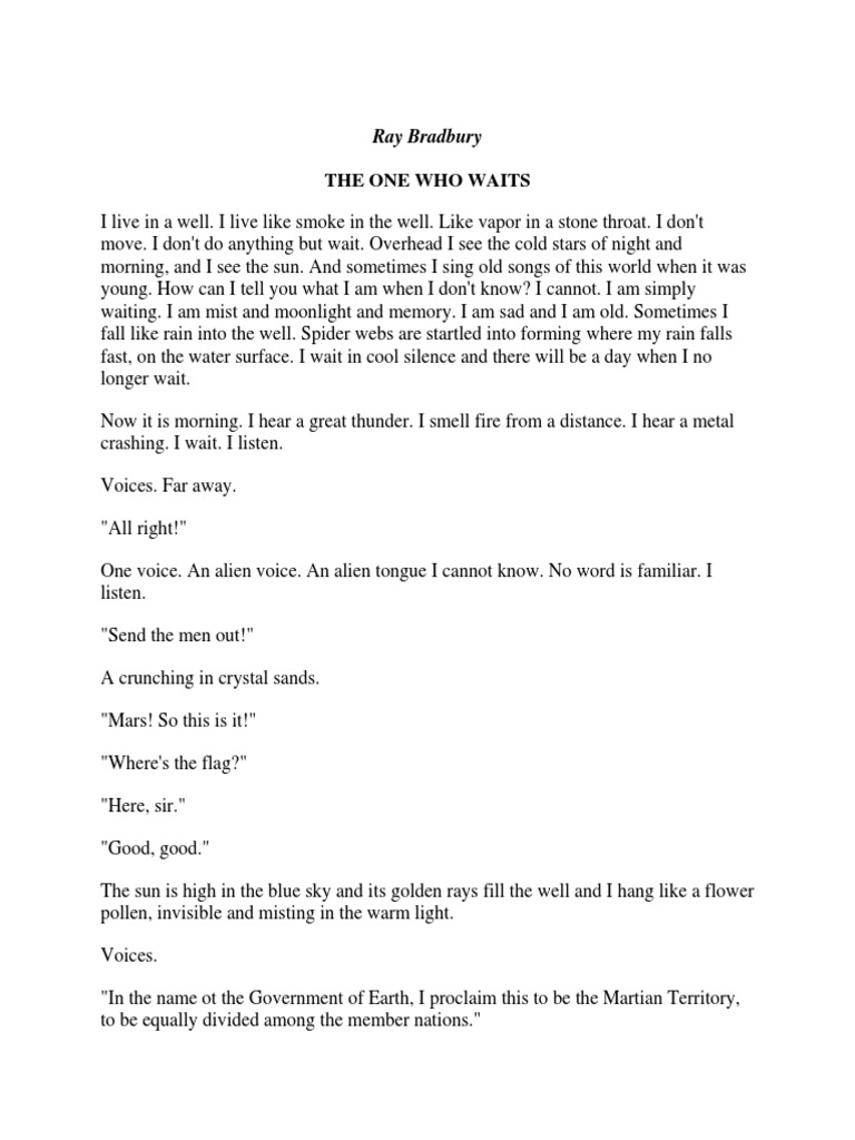Ray Bradbury - The One Who Waits | PDF | Water