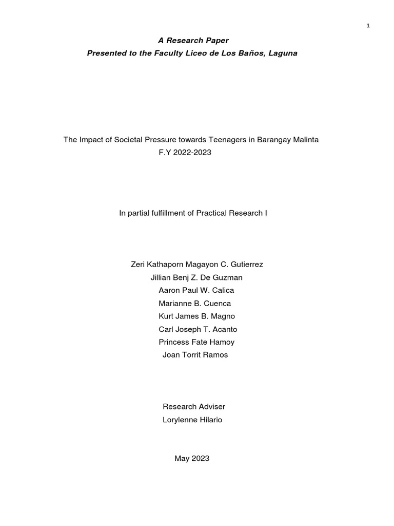 Updated Chapter 1 Pratical Research - Zeri | PDF | Adolescence | Attitude (Psychology)