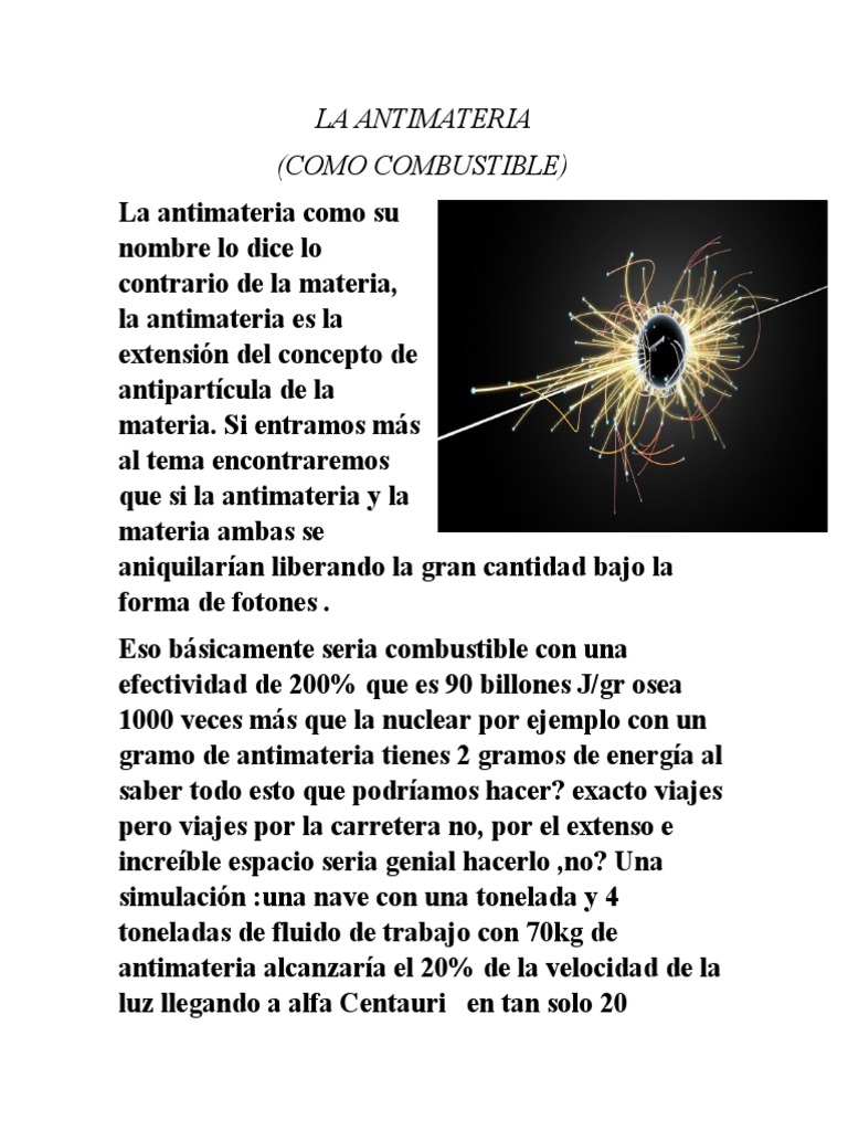 La Antimateria Como Combustible | PDF