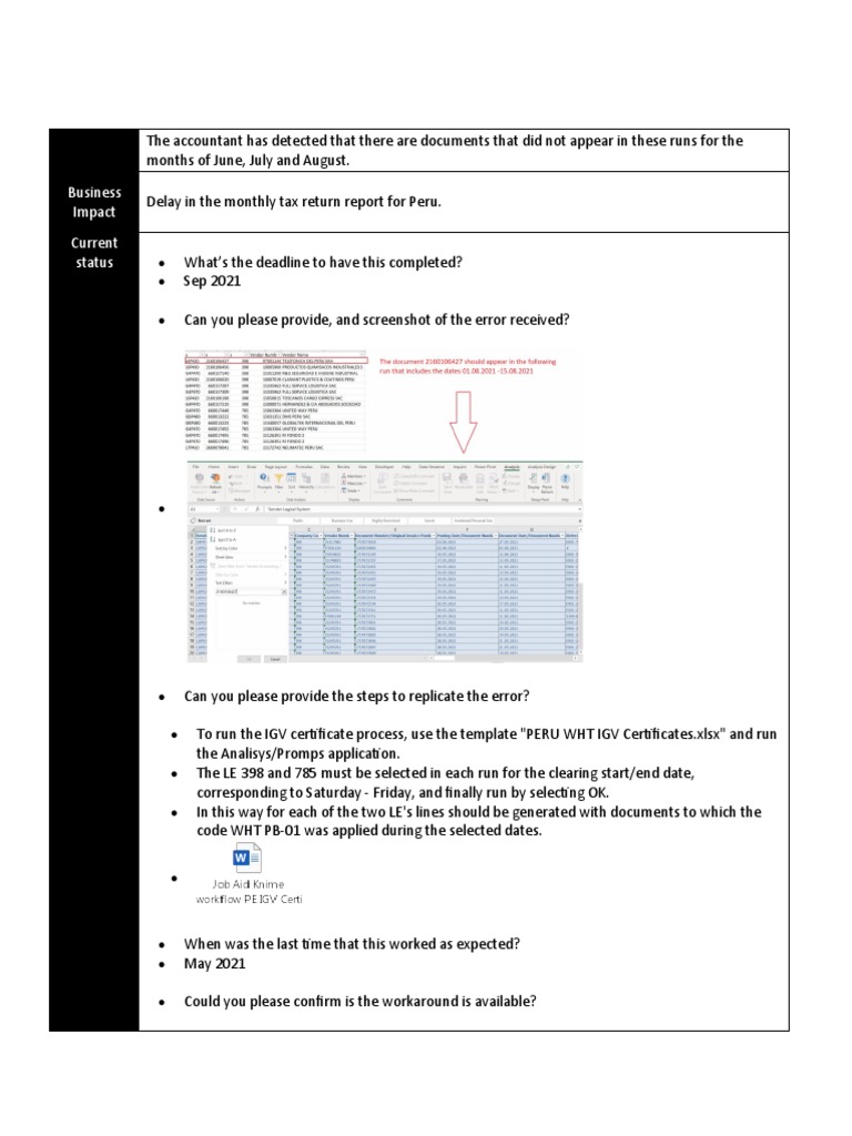 BSS TCO Incident Form - IGV Excel Aplication | PDF