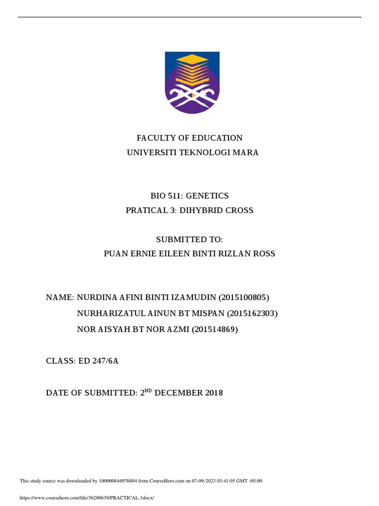 Practical 3 | PDF | Dominance (Genetics) | Zygosity