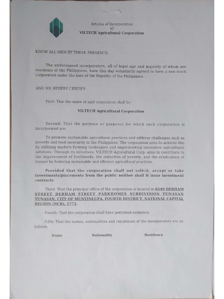 Articles of Incorporation - Compressed | PDF