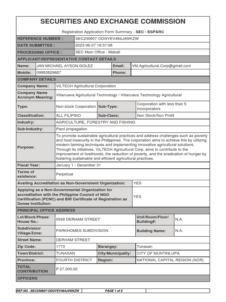 Application Summary Form | PDF | Metro Manila | Non Governmental ...
