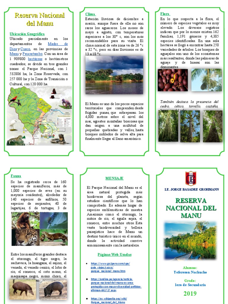 Triptico Reserva Nacional Del Manu | PDF
