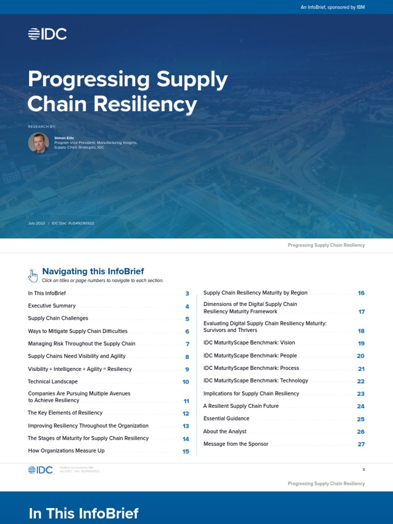 IDC - Progressing Supply Chain Resiliency | PDF | Supply Chain | Cloud Computing