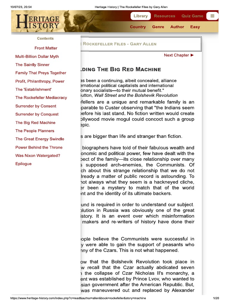 The Rockefeller Files - Gary Allen - The Big Red Machine | PDF