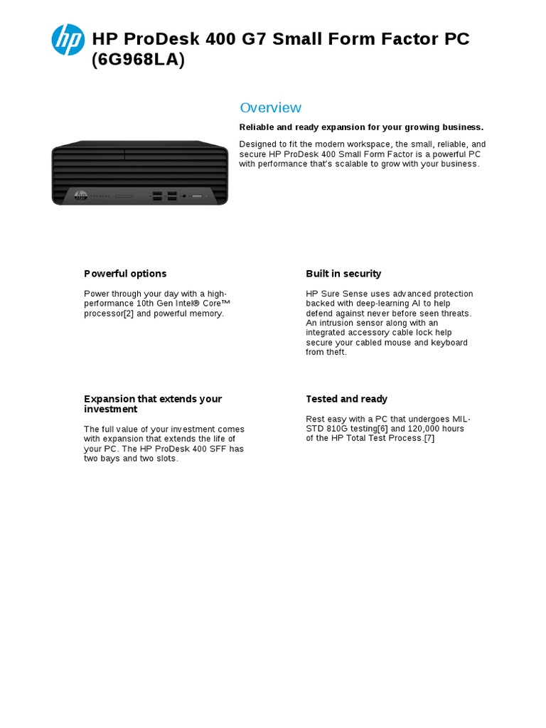 HP Prod 400 | PDF | Usb | Windows 10