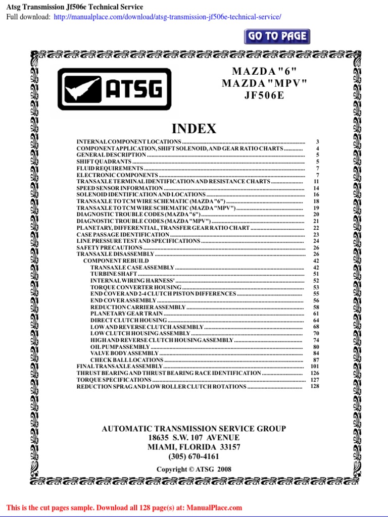 Atsg Transmission Jf506e Technical Service | PDF | Automatic Transmission | Clutch