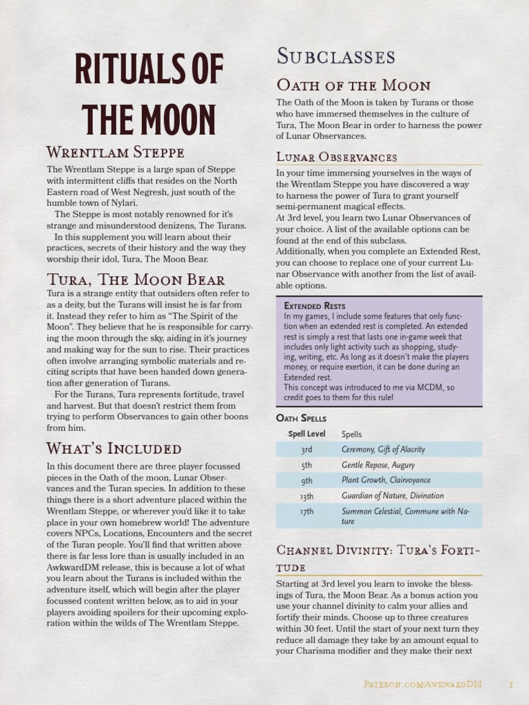 Rituals of The Moon (Player) | Download Free PDF | Elf (Dungeons ...