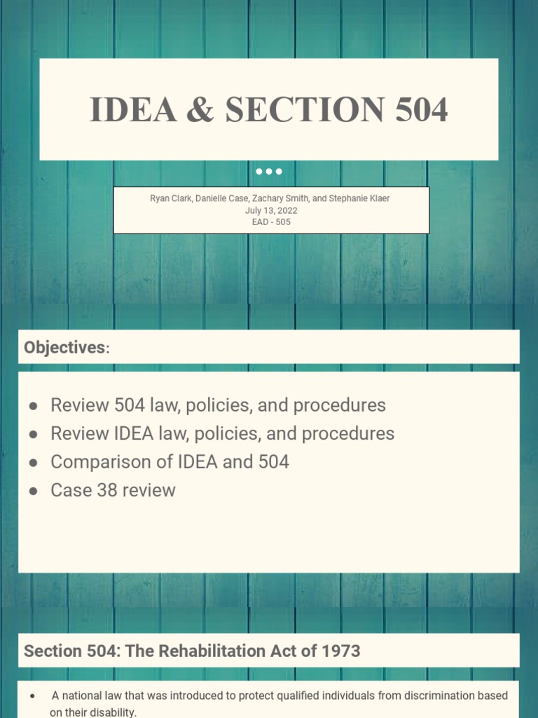 IDEA vs. Section 504 Explained | PDF | Individualized Education Program ...