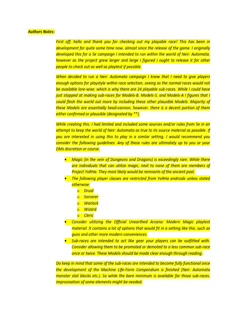 YoRHa Android Race V1.0 | PDF