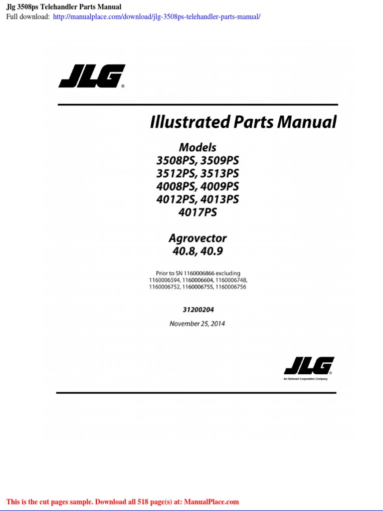 JLG 3508ps Telehandler Parts Manual | PDF | Axle | Land Vehicles