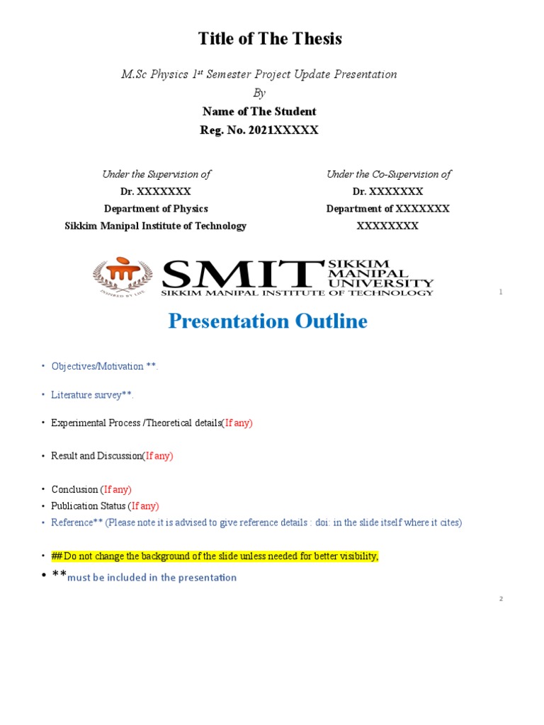 MSC 1st Sem Project PPT Format | PDF
