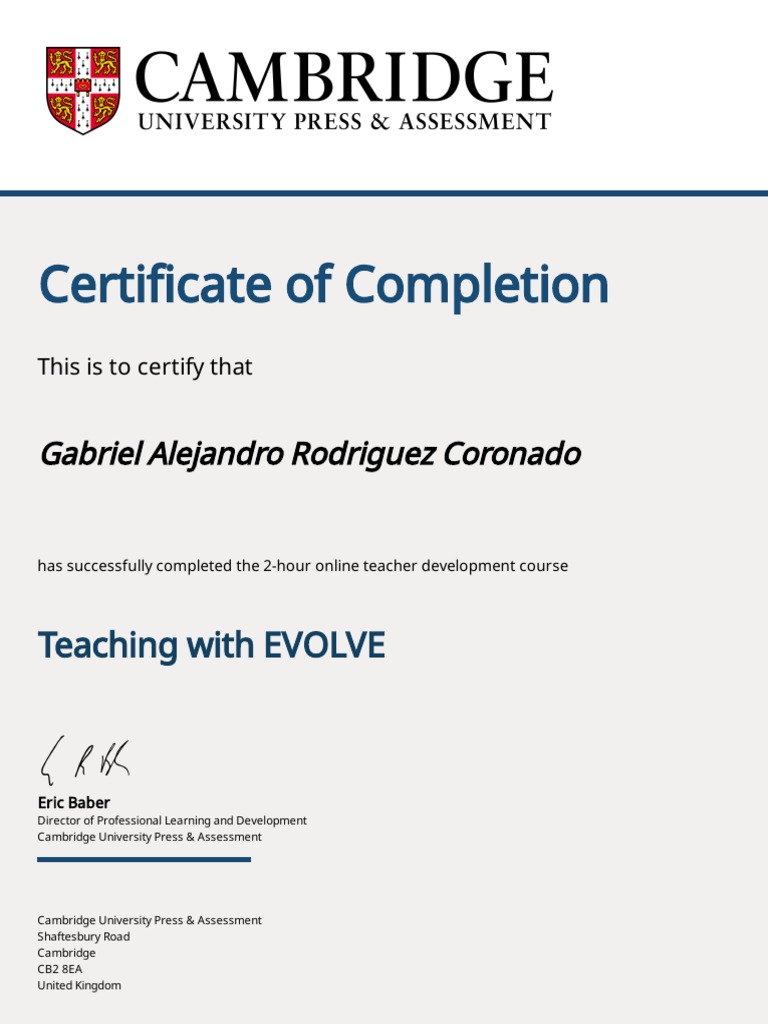Teaching With EVOLVE - Course - Completion - Certificate - 5 - 6 - 2023 ...