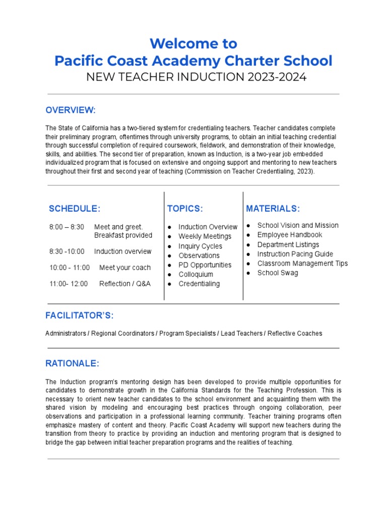 Induction Plans For Beginning Teachers | PDF | Mentorship | Teachers