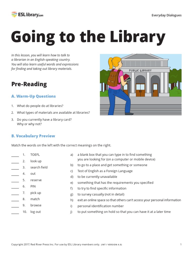 76 - Going To The Library - Can | PDF | Libraries | English As A Second ...