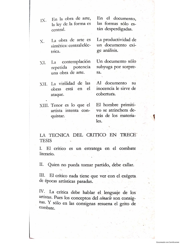 Benjamin, Walter - La Técnica Del Crítico en Trece Tesis | PDF