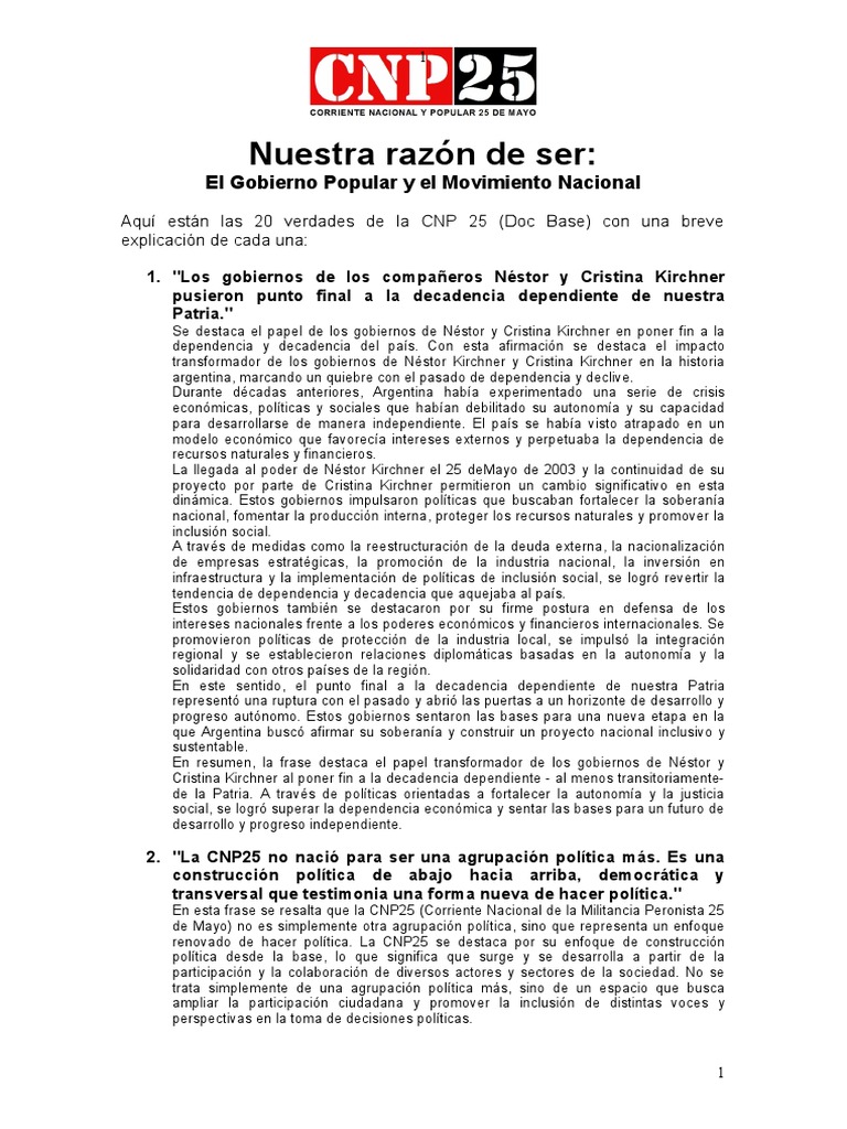 Documento Base de La CNP 25 | PDF