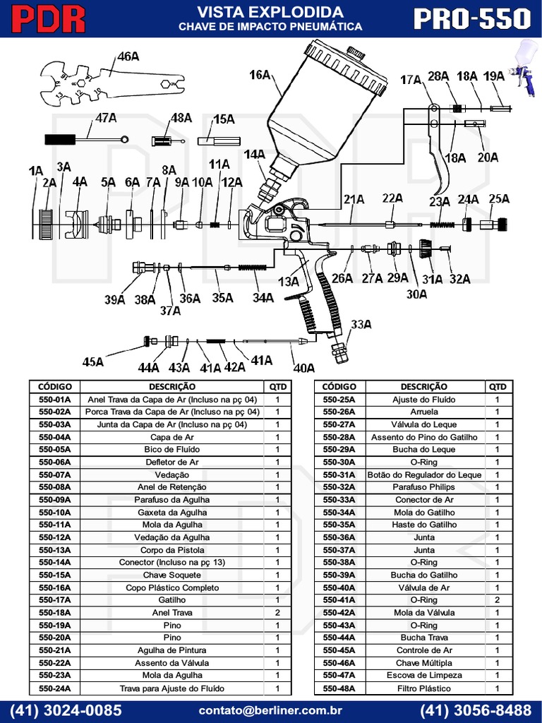 PRO-550 - Vista Explodida Oficial | PDF | Ferramentas | Equipamento