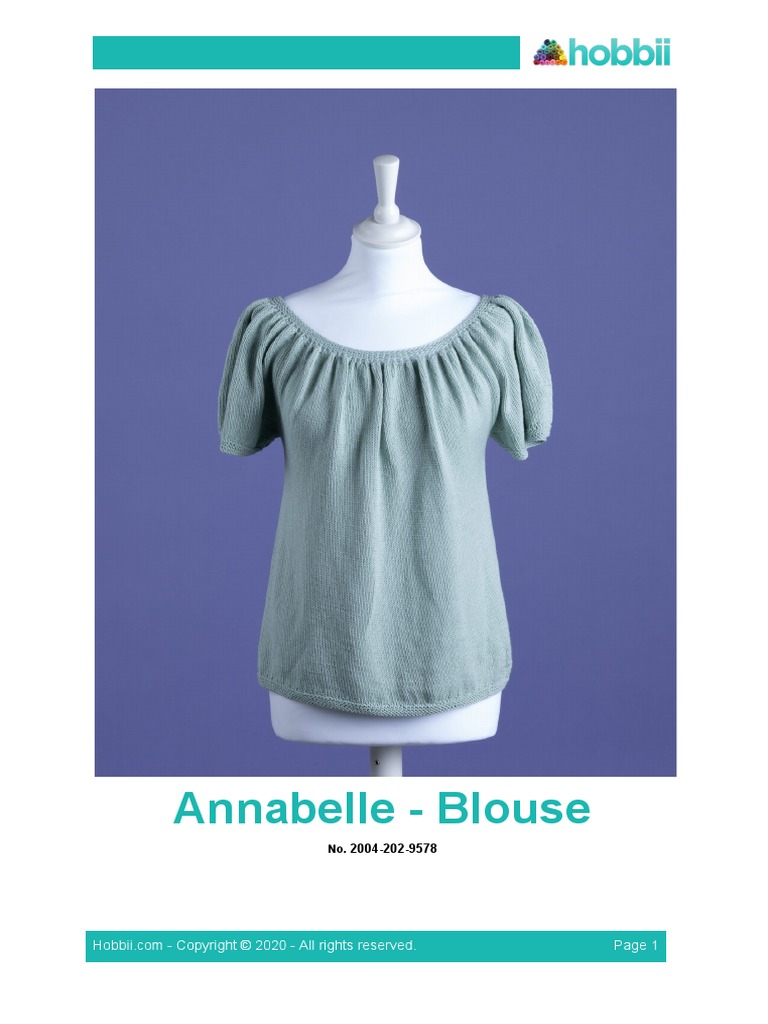 Annabelle Knit Blouse Pattern | PDF | Knitting Needle | Knitting
