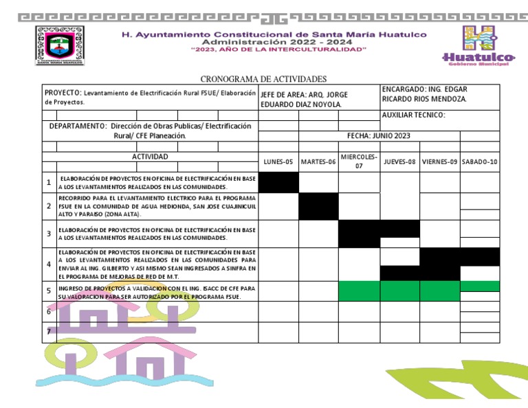 Cronograma de Actividades Semanal 2 | PDF