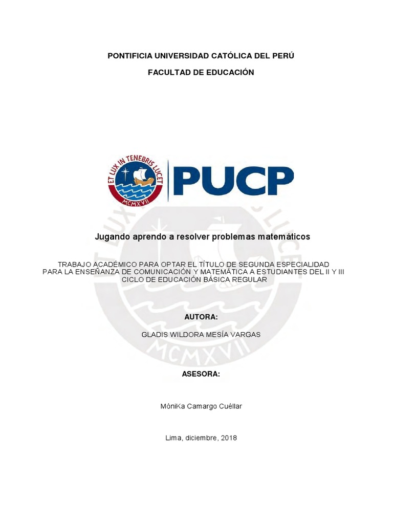 Mesia Vargas Jugando Aprendo A Resolver Problemas Matematicos | PDF