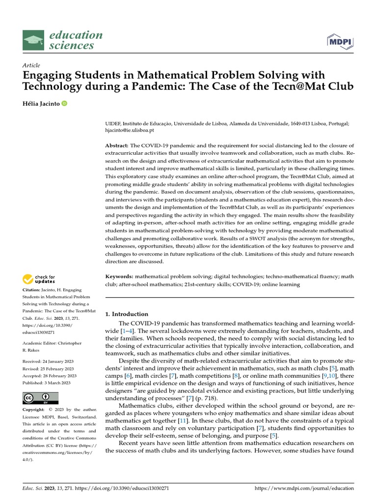 Engaging Students in Mathematical Problem Solving | PDF