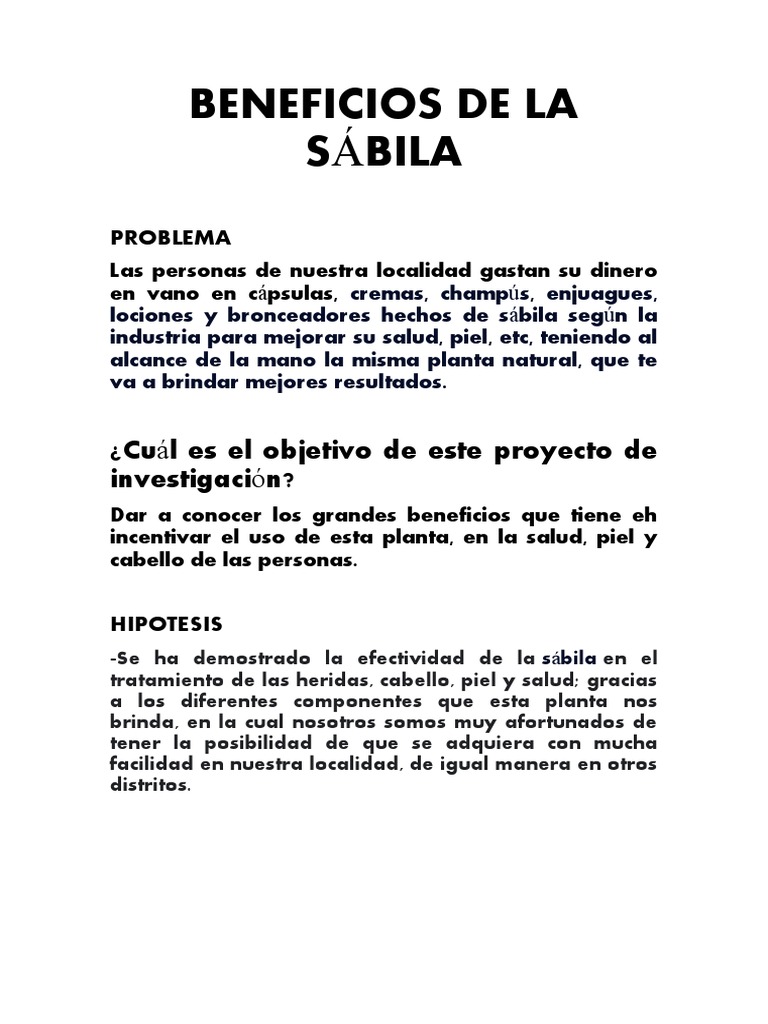 Beneficios de La Sábila | PDF