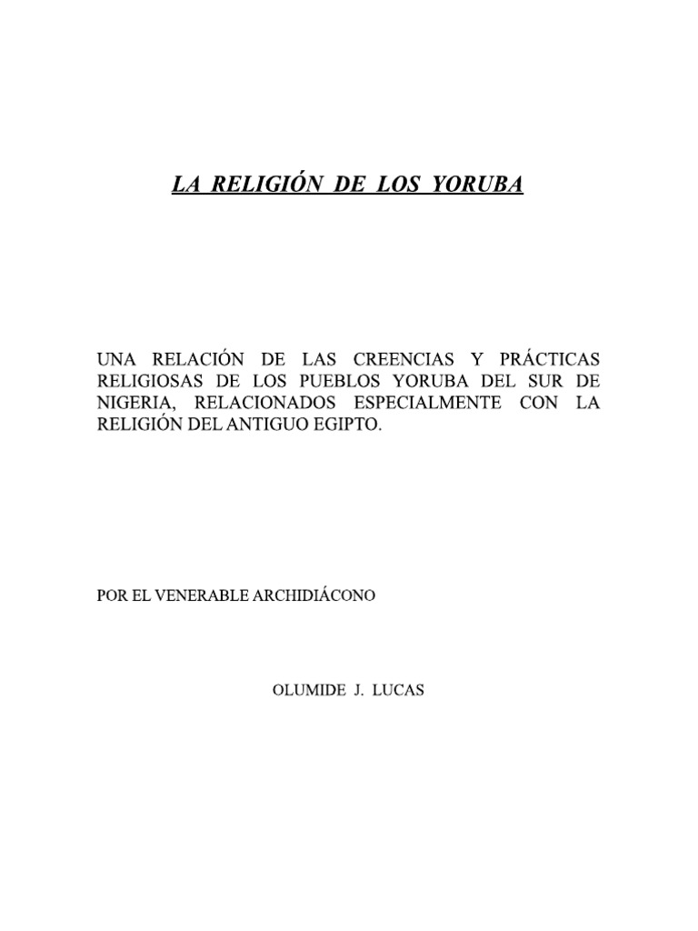 La Religion de Los Yorubas Olumide | PDF