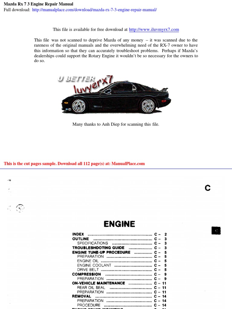Mazda RX-7 Engine Repair Guide | PDF | Business | Technology & Engineering